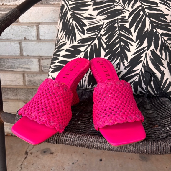 Gianni Bini | Shoes | Gianni Bini Regina Pink Crochet Square Toe Mule ...